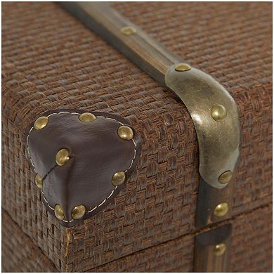 Stella & Eve Antique Style Decorative Trunk with Latches and Leather ...