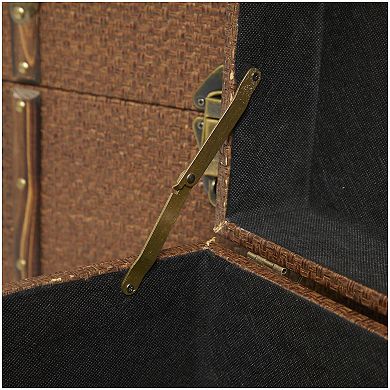 Stella & Eve Antique Style Decorative Trunk with Latches and Leather ...