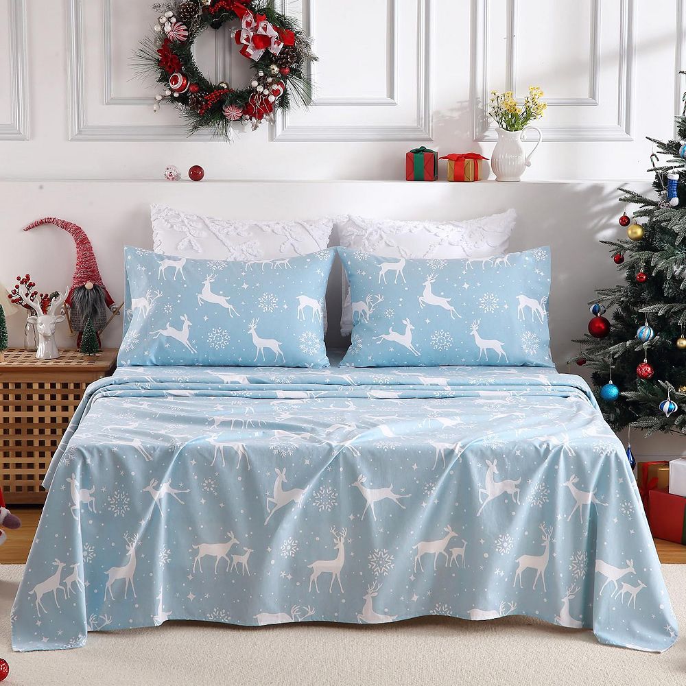 Christmas Microfiber Sheets - 16" Deep Pocket Bed Sheet Set, Soft ...