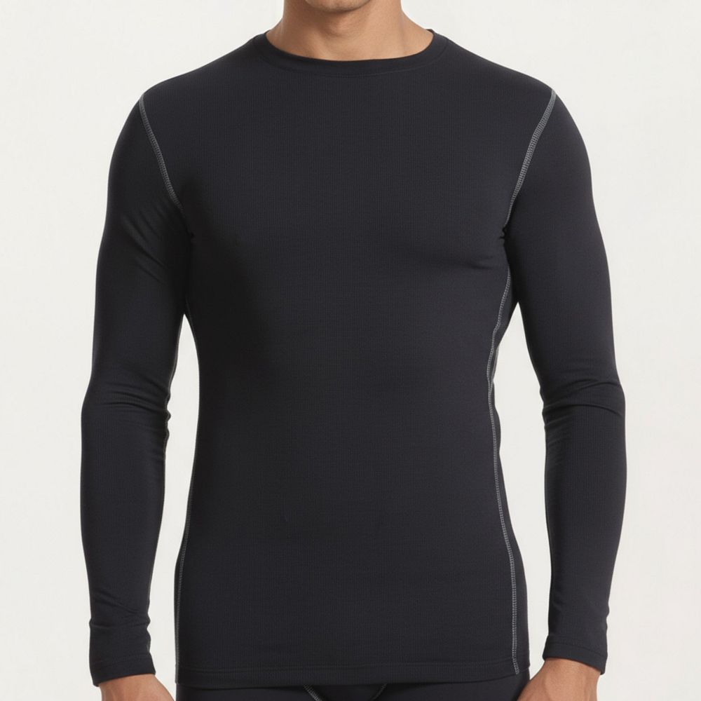Men's Long Sleeve Crew Neck Compression Athletic Top with Stretch ...