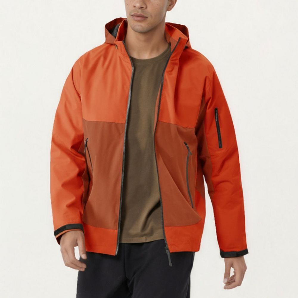 Men's Lightweight Zip-Up Windbreaker Jacket with High Collar and Zipper ...