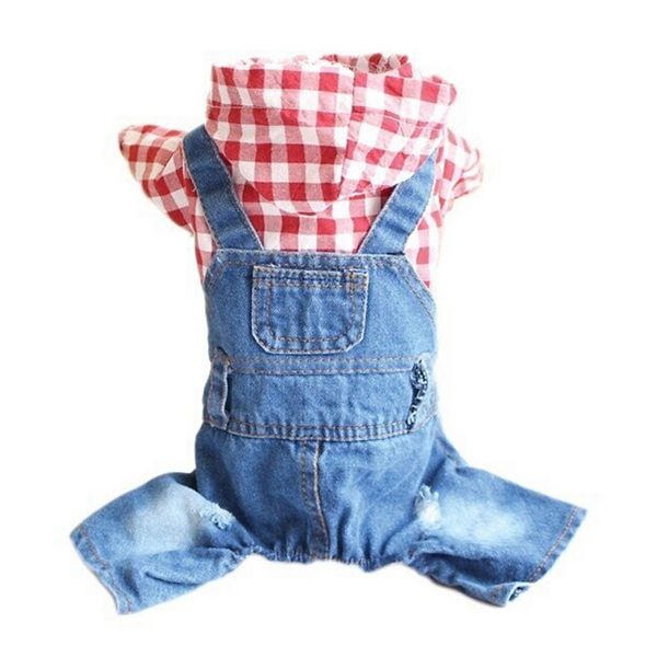 Checkered Hoodie/Denim Overalls