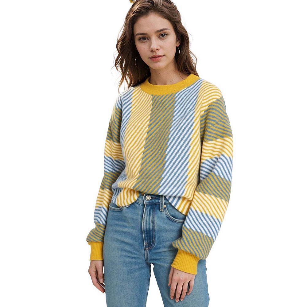 Multi Stripe Cozy Crewneck Sweater