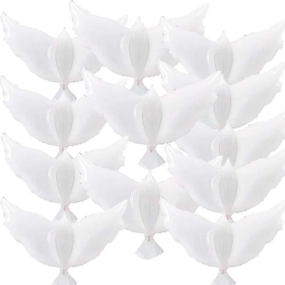 36” Large White Peace Balloons, Foil Pigeon Bird Balloons 12 pcs for ...