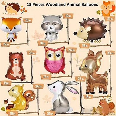 Woodland Animal Balloons Forest Theme Foil 13pcs for Baby Shower ...