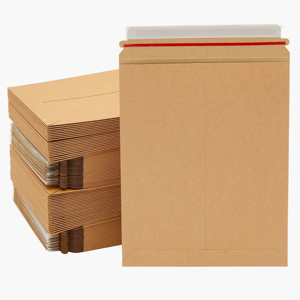 100 Pack Bulk Rigid Mailers, 9 x 11.5" Stay Flat Cardboard Mailing ...