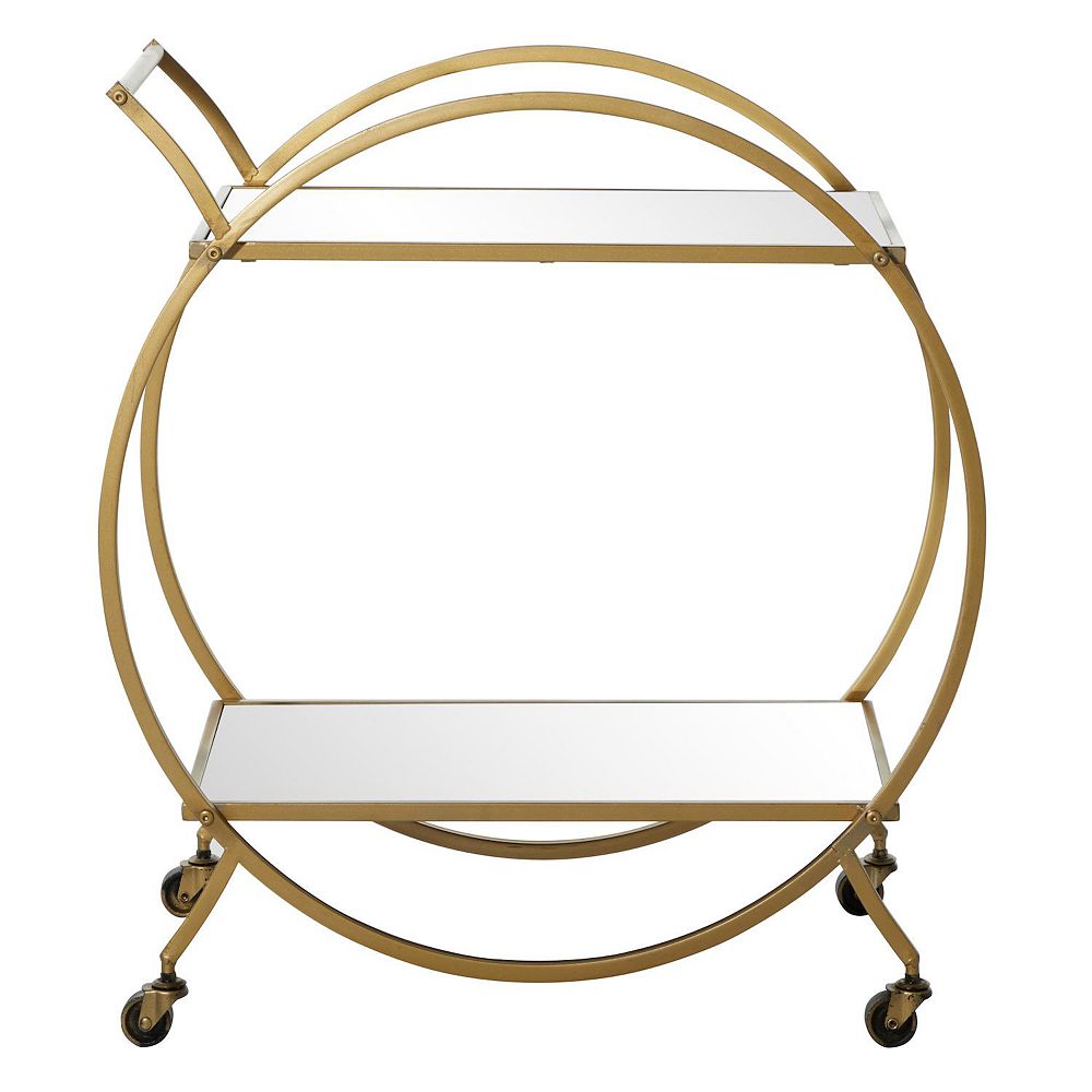 Stella & Eve Metal Rolling Round Bar Cart with 2 Shelves and Wheels