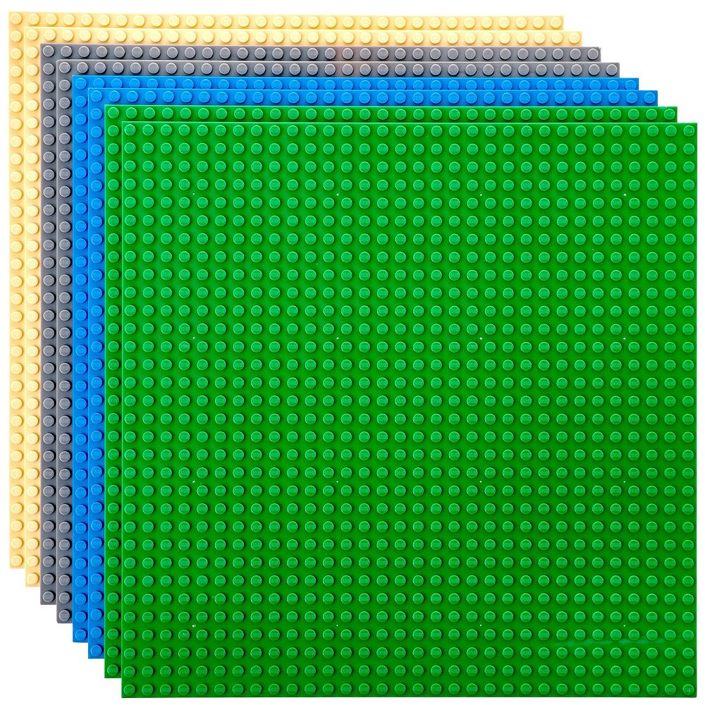 8 Piece Classic Baseplates, For Building Bricks, Basic Colors, 10x10 Inches