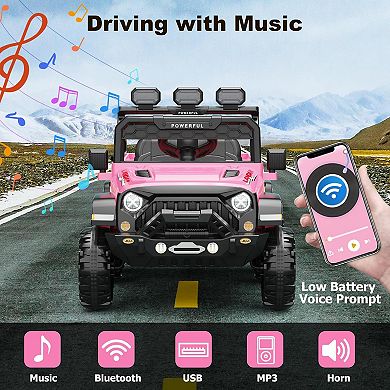 24V Kids Power Wheels, 6WD Safety Truck, Parent Remote & Bluetooth, 3 ...