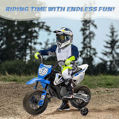 12V Kids Electric Dirt Bike, 50W Motor, Training Wheels & Spring ...