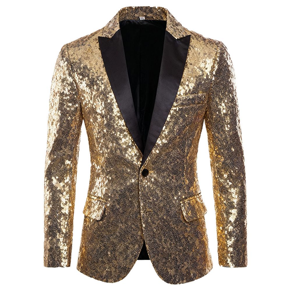 Men's Sequin Blazer for Performance Emcee Tuxedo Party and Prom Stage ...