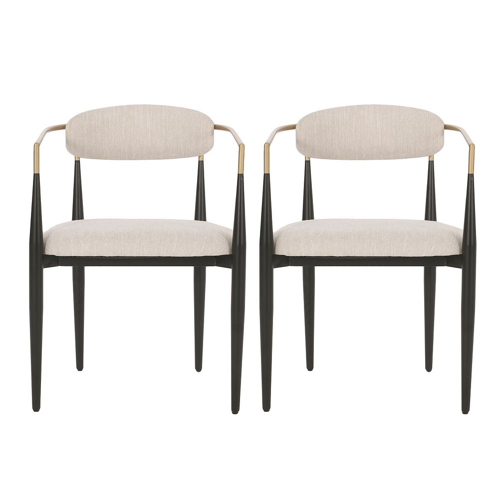 Christopher Knight Home Efren Fabric Upholstered Iron Dining Chairs ...