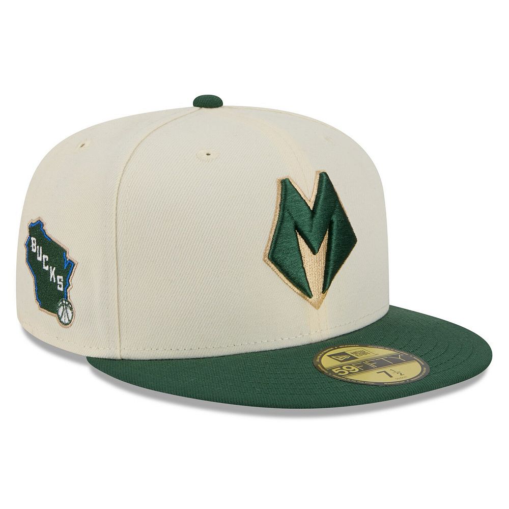 Men's New Era Cream/Hunter Green Milwaukee Bucks 2025/26 City Edition ...
