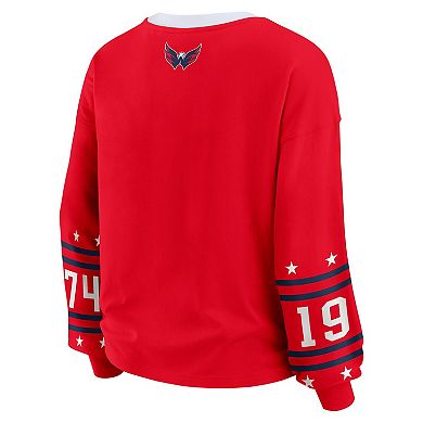 Women's WEAR by Erin Andrews Red Washington Capitals Long-Sleeve Sport ...