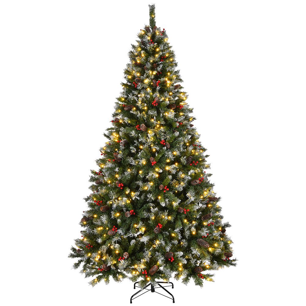 Whisen Christmas Tree with Incandescent lights, Metal Base, Red Berries ...