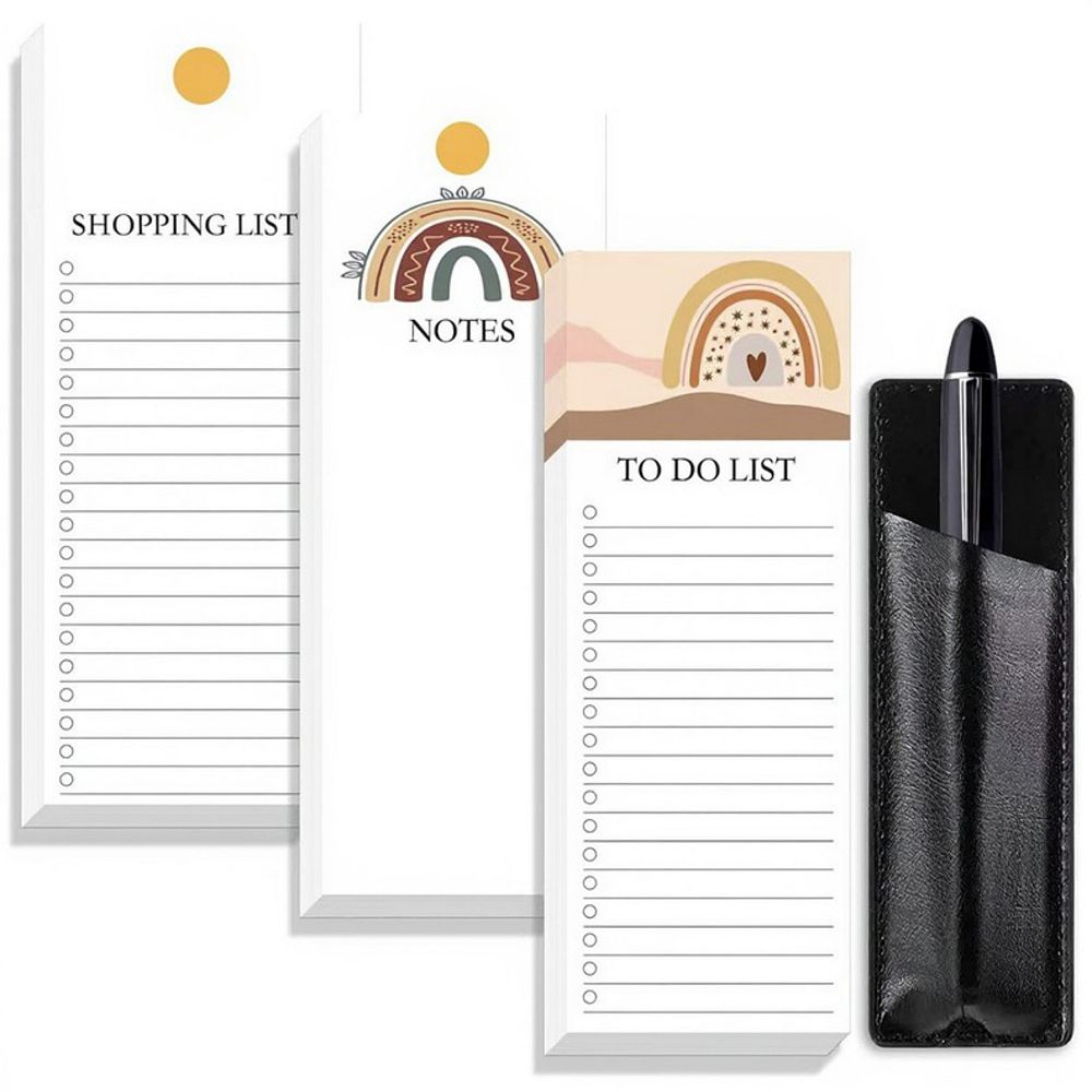 4-Piece Boho Rainbow Notepad and Pen Set with Shopping List, Notes, and ...