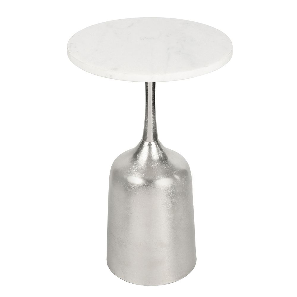 Pip 20.25" Metal Drink Table and Decorative End Table with White Marble ...