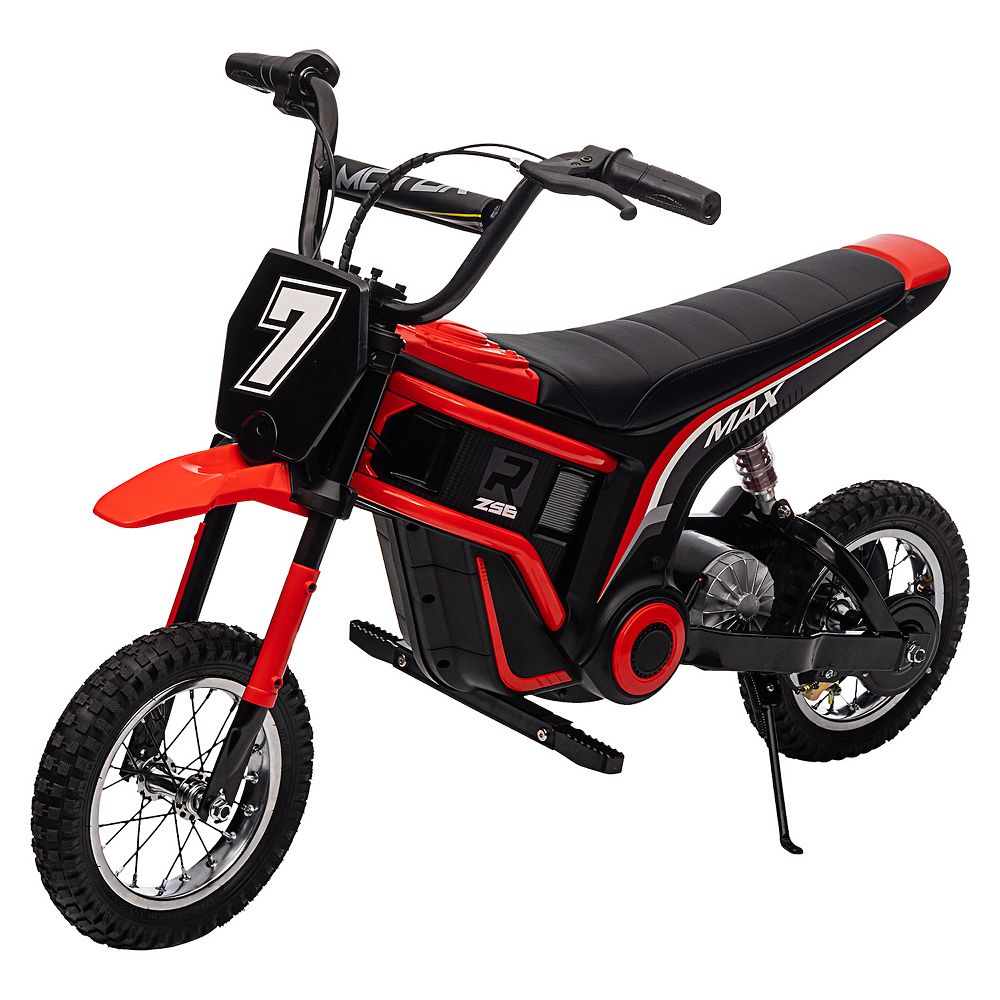 24V 350W Kids Electric Dirt Bike, 3-Speed Motorcycle w/ Suspension, Max Speed 14.29MPH