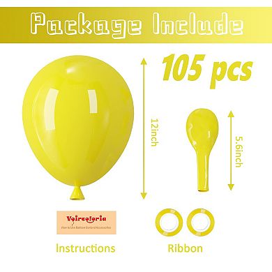 105Pcs Yellow 12 Inch Latex Balloons for Birthday Baby Shower and ...