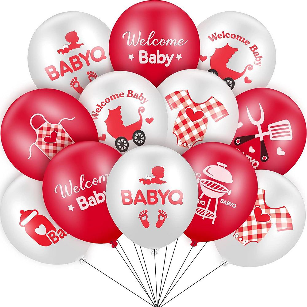 56 Pcs 12 Inch Baby Q Latex Balloons Set for Baby Shower, BBQ, Picnic ...