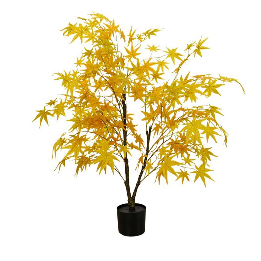 4FT Autumn Maple Artificial Fall Tree Faux Yellow Maple Silk Tree for ...