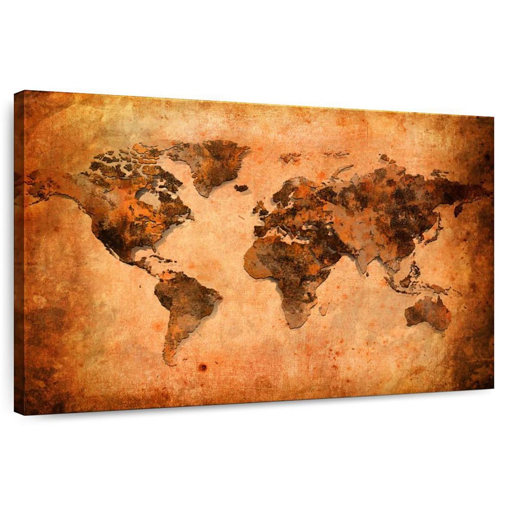 Terracotta World Map Wall Art
