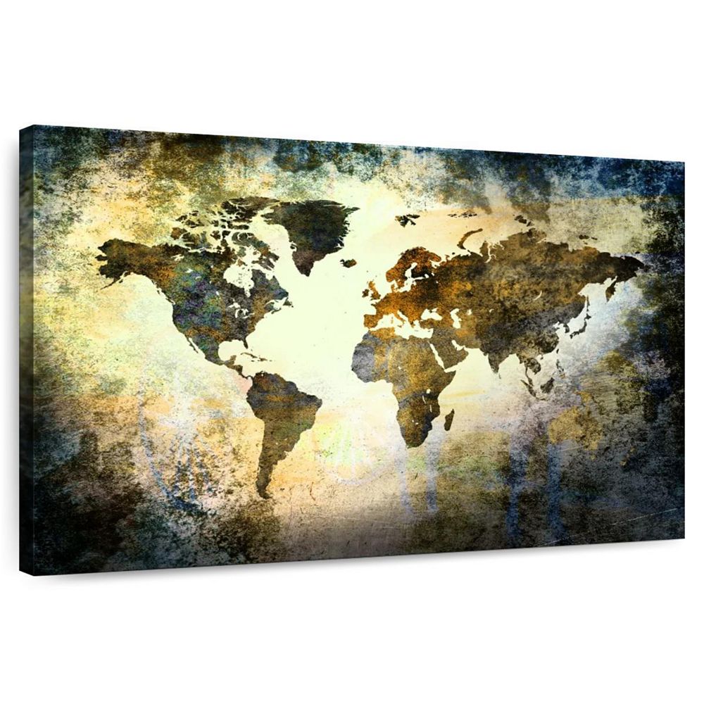 Earthy Texture World Map Wall Art