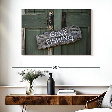 Rustic Gone Fishing Sign Wall Art