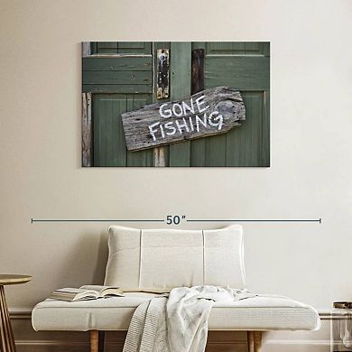 Rustic Gone Fishing Sign Wall Art