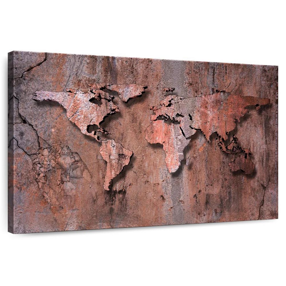 Rock World Map Wall Art