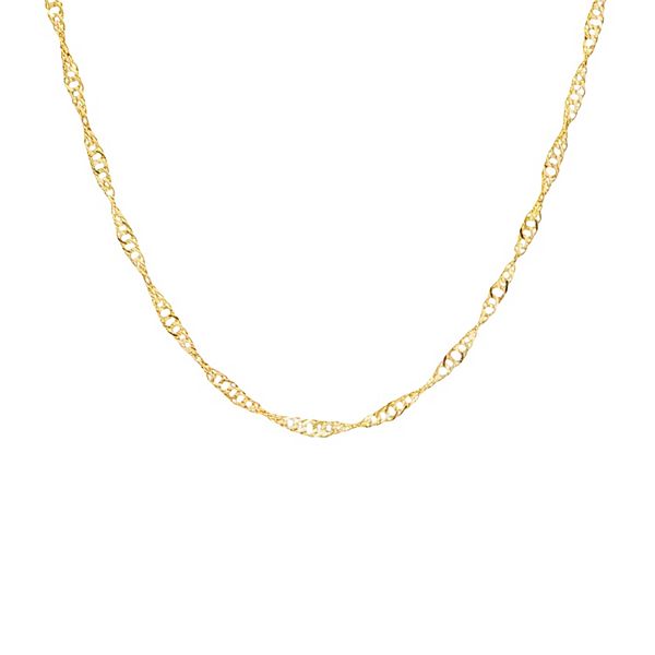 PRIMROSE Sterling Silver Gold Tone Singapore Chain Necklace