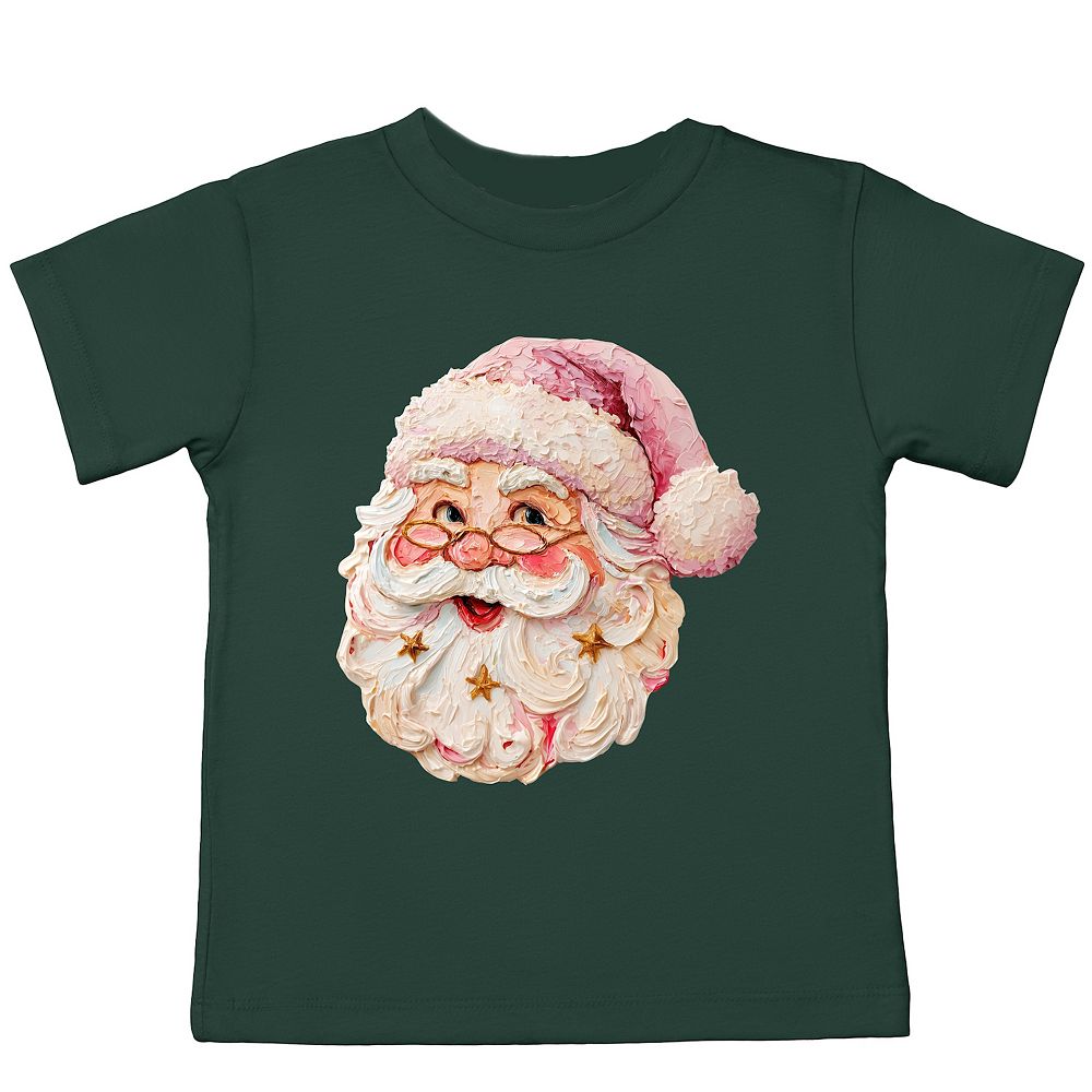 Santa Face Textured Paint - Toddler Short Sleeve Graphic T-Shirt