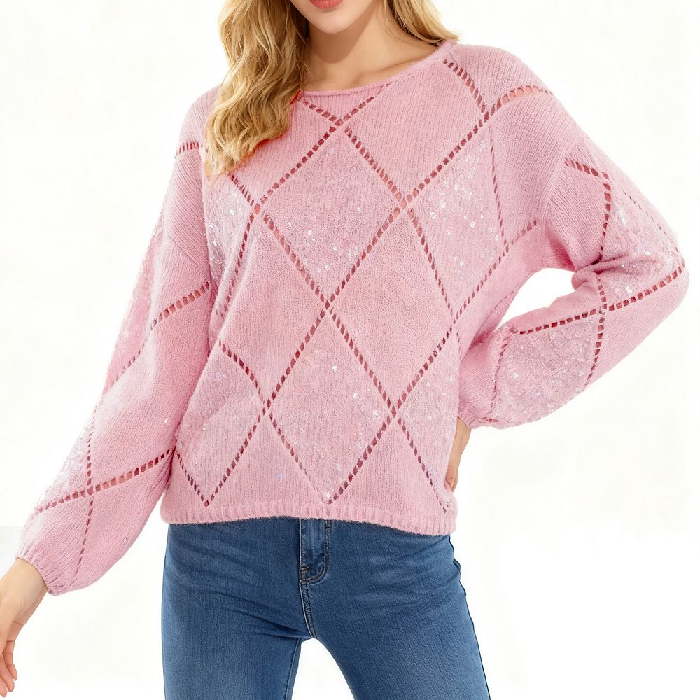 Women's Sparkled Sweater Loose Fit Long Sleeve Glitter Pullover for ...