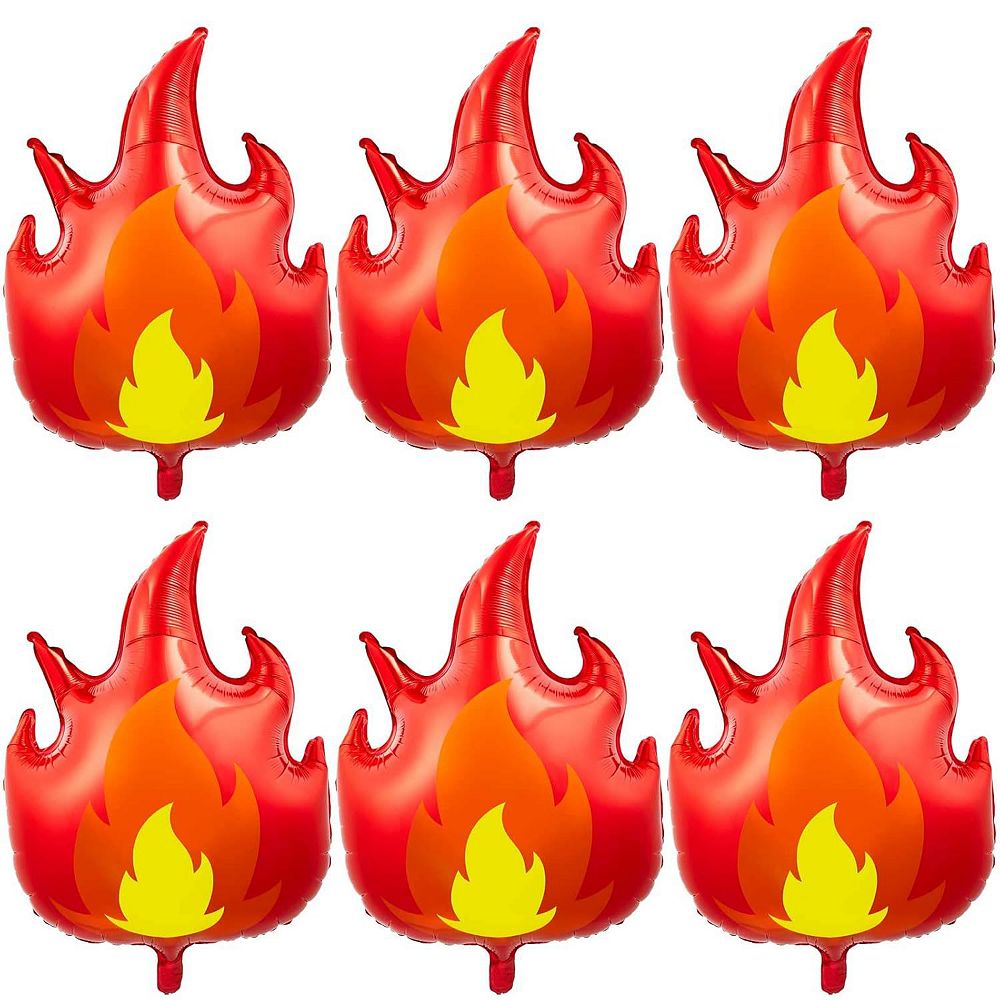 6 Pcs Fire Truck 32 Inch Fire Flame Balloons for Firefighter Theme ...