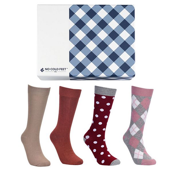No Cold Feet Men’s Dress Socks, Combed Cotton Socks 4-Pack Gift Box