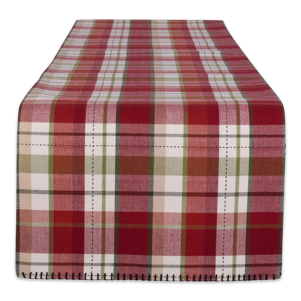 DII Mountain Trail Plaid Reversible Embellished Table Runner