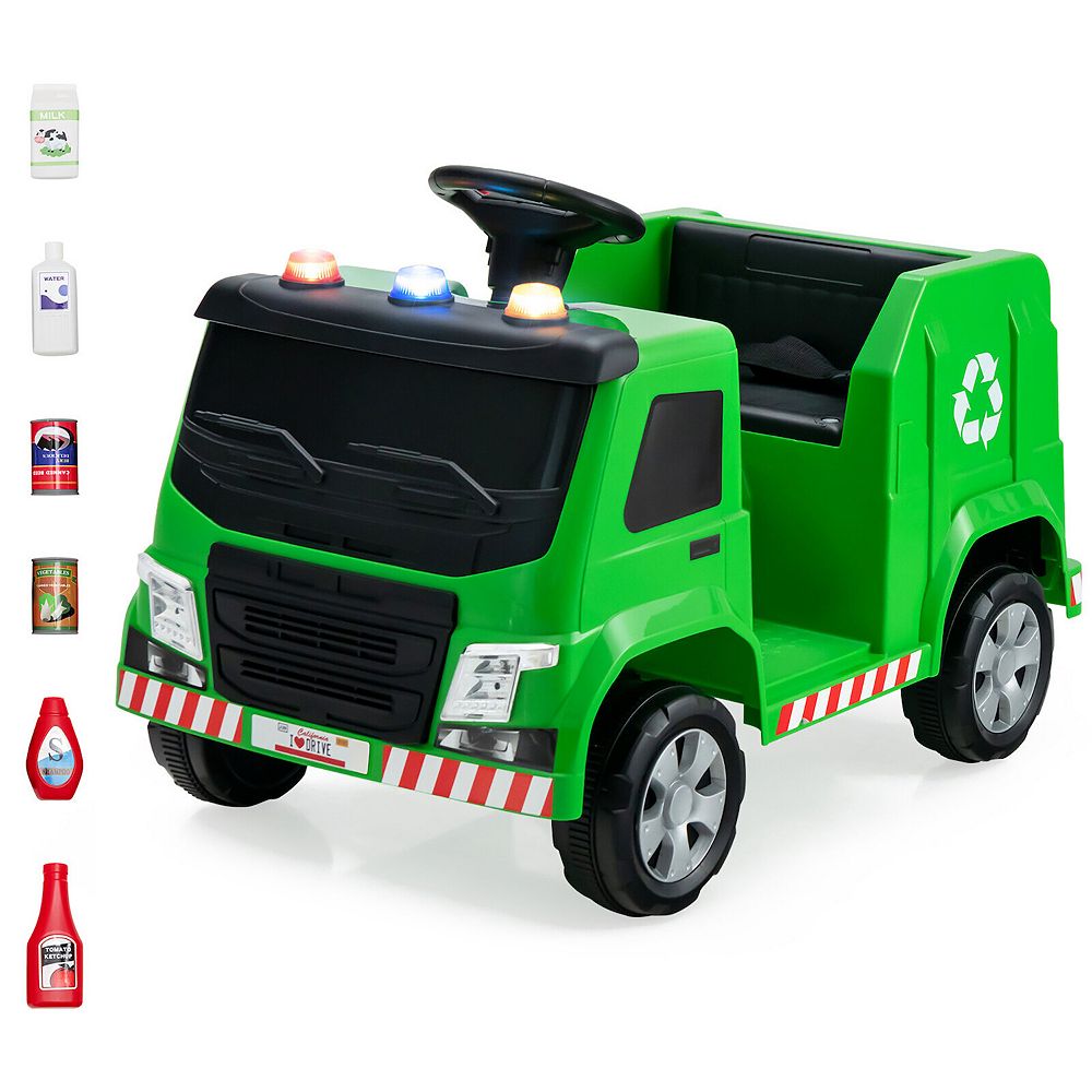 Gymax 12V Recycling Garbage Truck Electric Ride On Toy Remote w ...