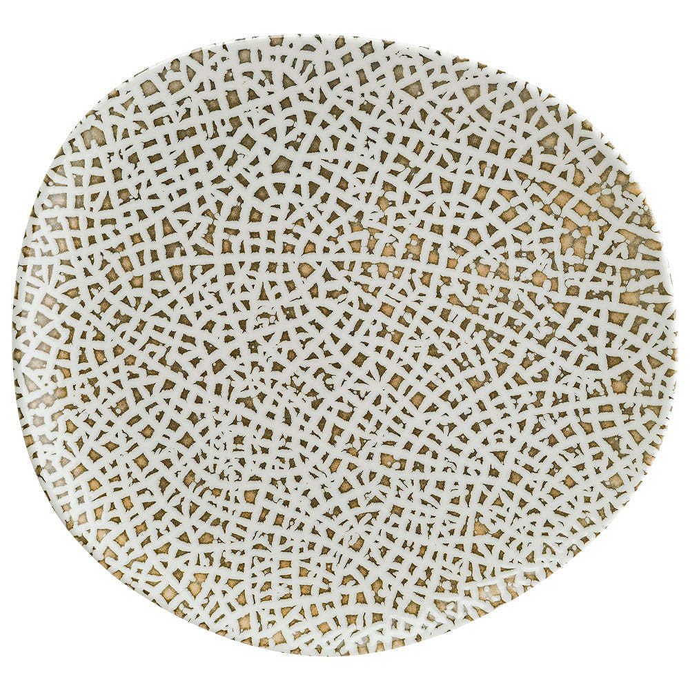 Lapya Wood 11.5" x 10.5" Organic Shape Decorated Porcelain Plate