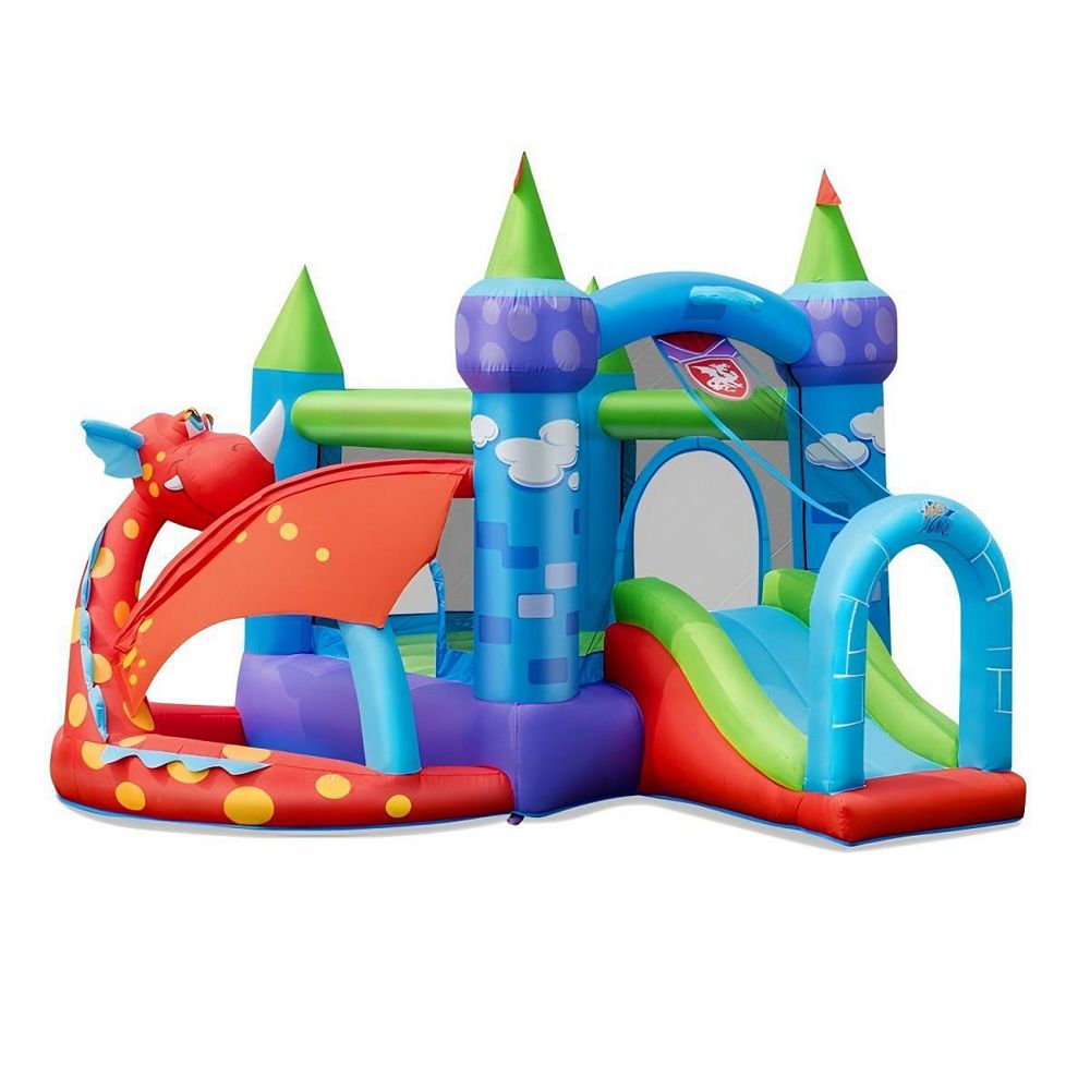 Inflatable Dragon Bounce House with Slide Basketball Rim and Ball Pit ...