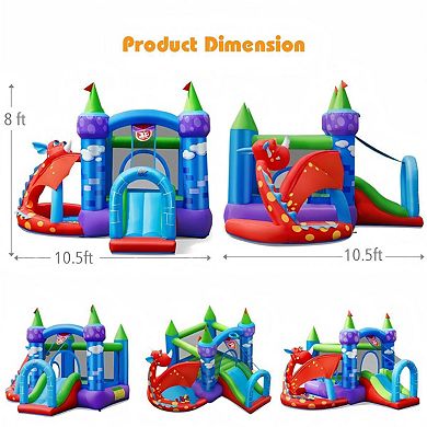 Inflatable Dragon Bounce House with Slide Basketball Rim and Ball Pit ...