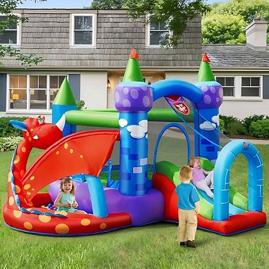 Inflatable Dragon Bounce House with Slide Basketball Rim and Ball Pit ...