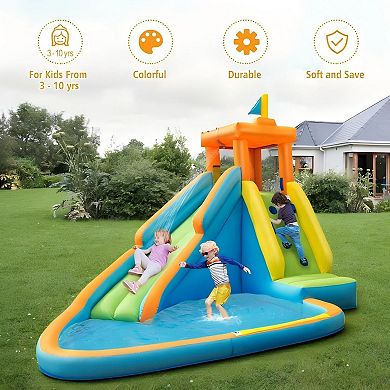 Inflatable Water Slide Bounce House with Splash Pool and Carry Bag