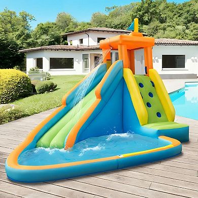 Inflatable Water Slide Bounce House with Splash Pool and Carry Bag