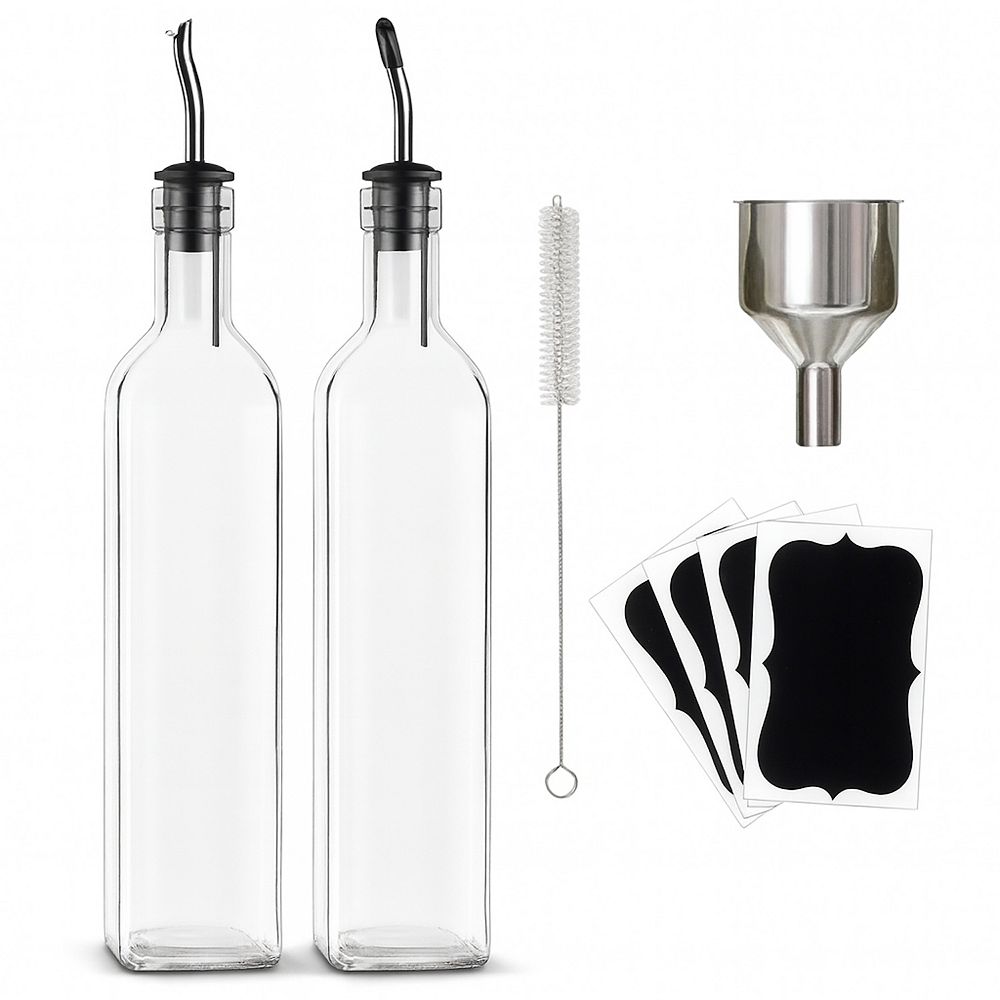 Cheer Collection Glass Olive Oil Dispenser Set with Precision Pour ...