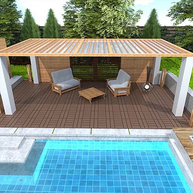 CEWOR 44 PCS H-Design Patio Tiles, 12x12 in Deck Tiles Outdoor Flooring ...