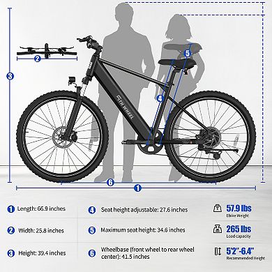 5TH WHEEL IMPACT Gravel Commuter Electric Bike - 26" Tire, 750W Peak ...