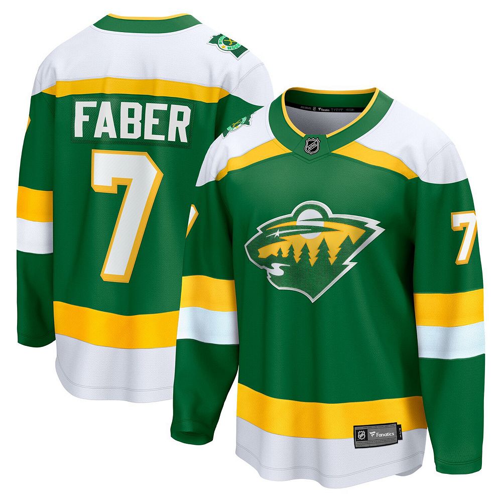 Men's Fanatics Brock Faber Green Minnesota Wild Alternate Breakaway Jersey