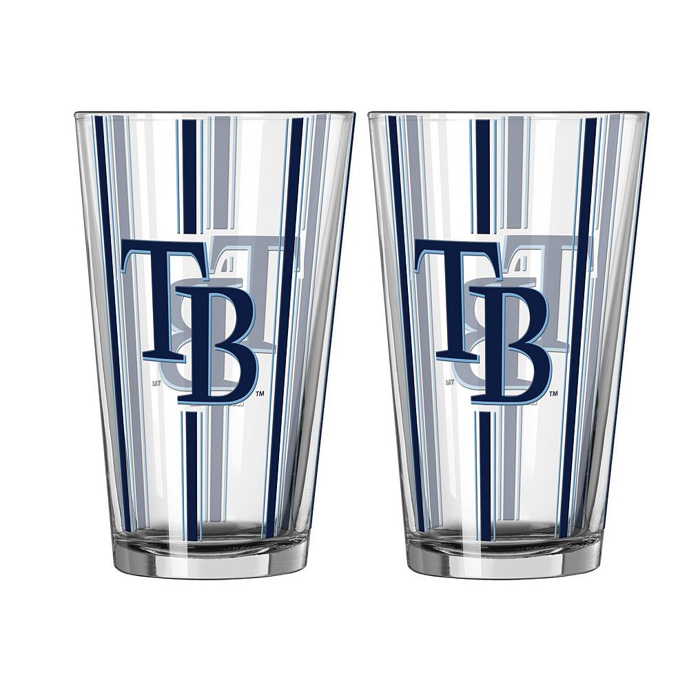 Logo Brands Tampa Bay Rays Two-Piece 16oz. Striped Pint Glass Set