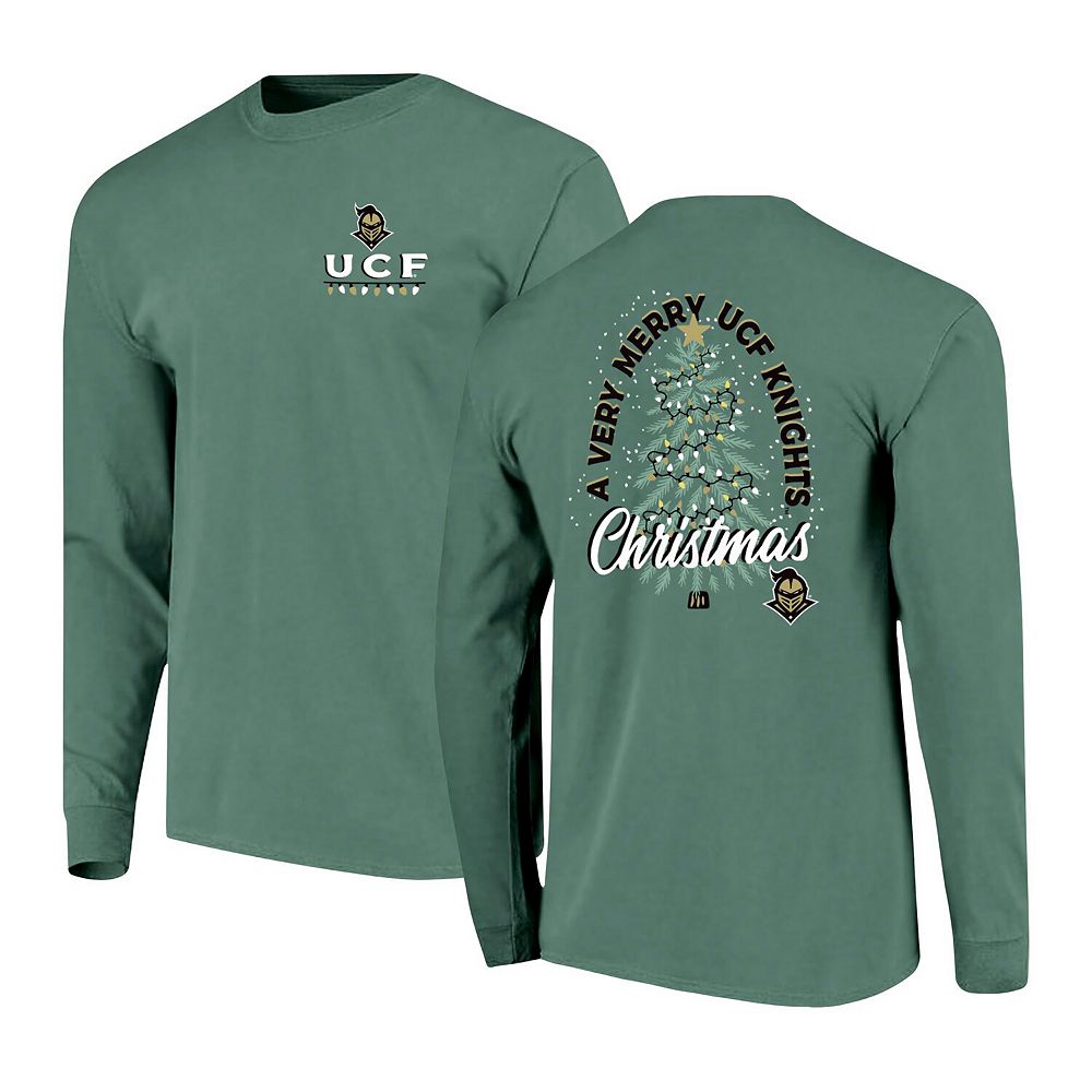Men's Green UCF Knights Comfort Colors Merry Christmas Tree Long Sleeve ...