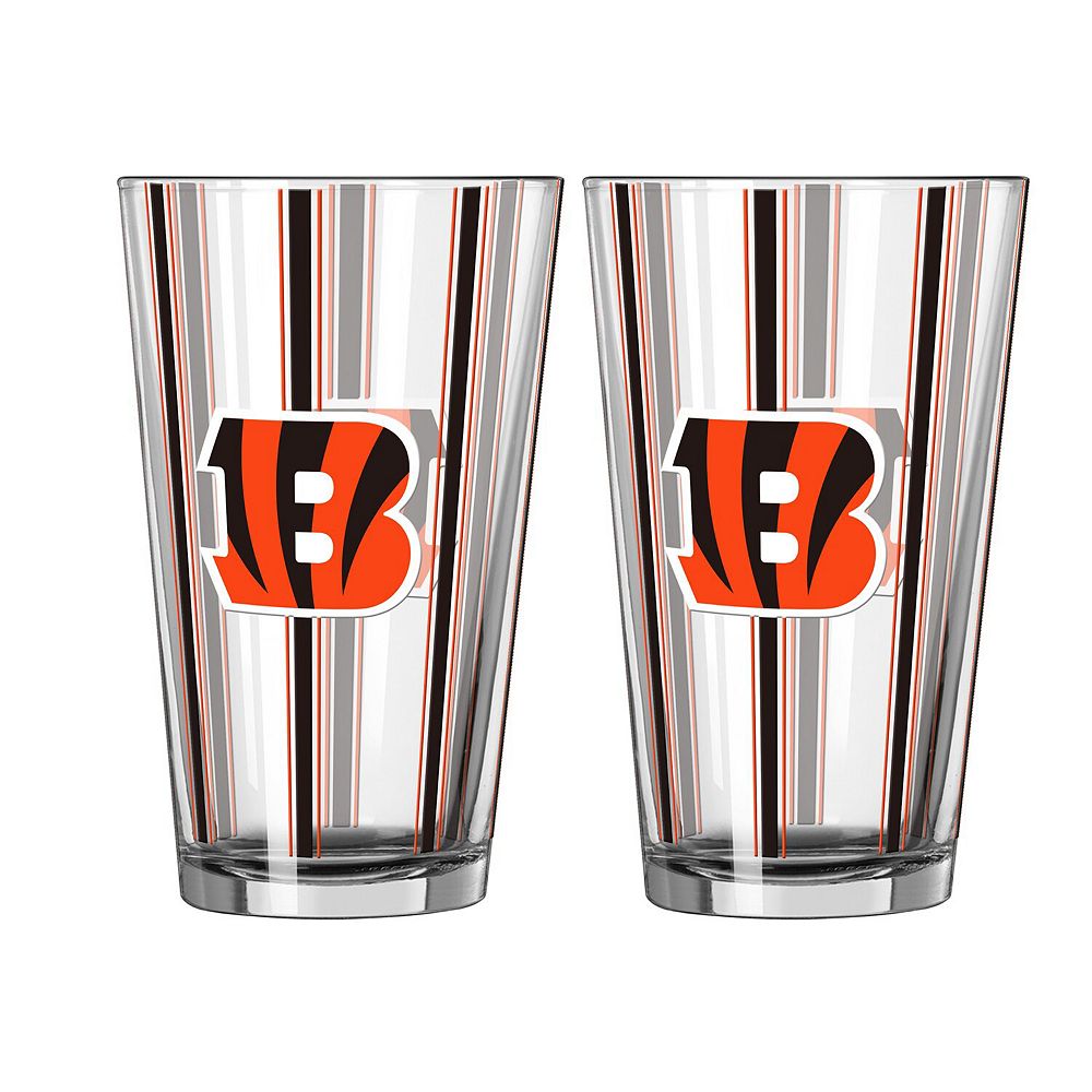 Logo Brands Cincinnati Bengals Two-Piece 16oz. Striped Pint Glass Set